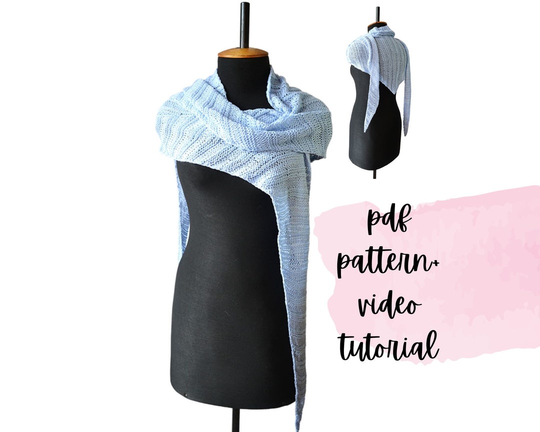 Easy Knit Triangle Shawl Pattern With Long Sides Shawlette (PDF ...