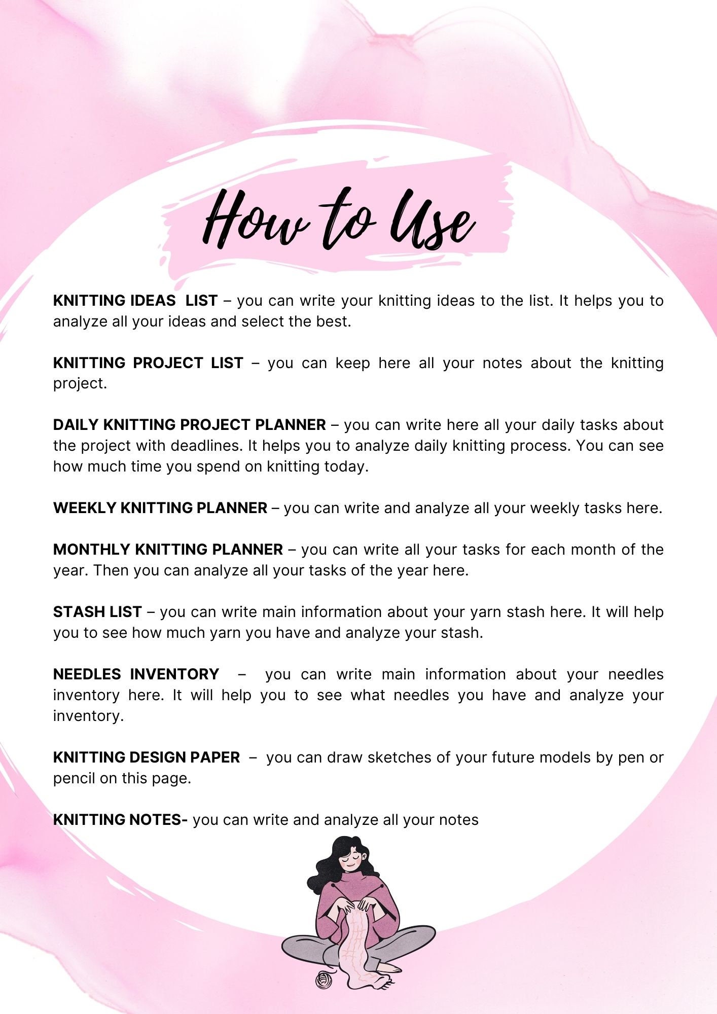 Knitting Digital Planner Printable Pdf Knitting Project Page - Etsy