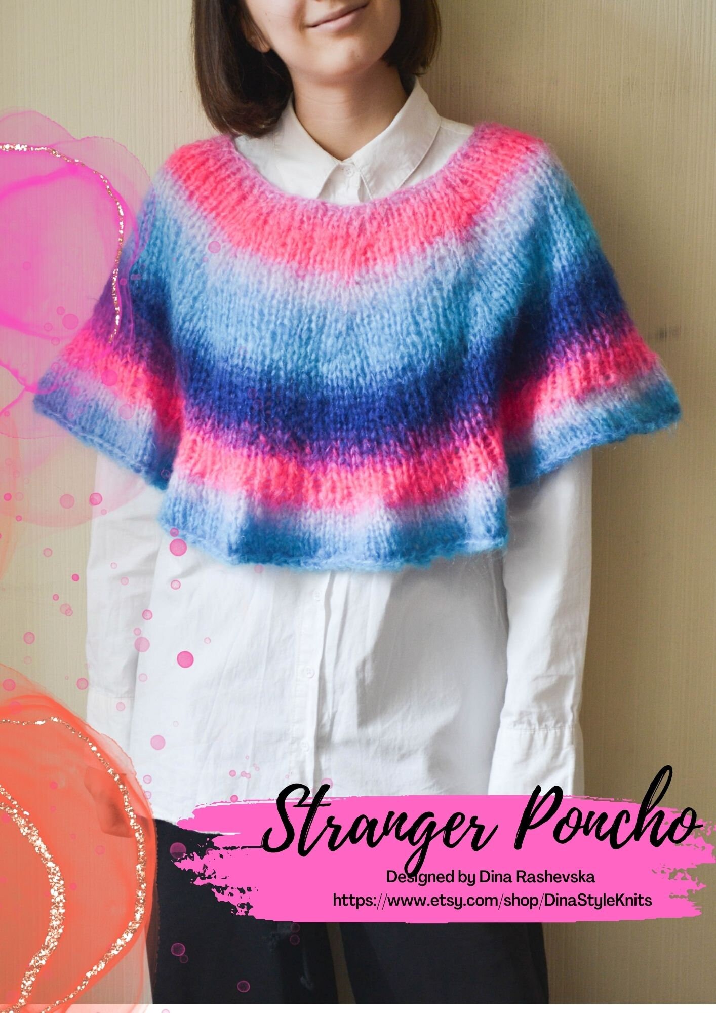 Easy Knitting Patterns for Women Poncho Pattern Pdf Beginner - Etsy