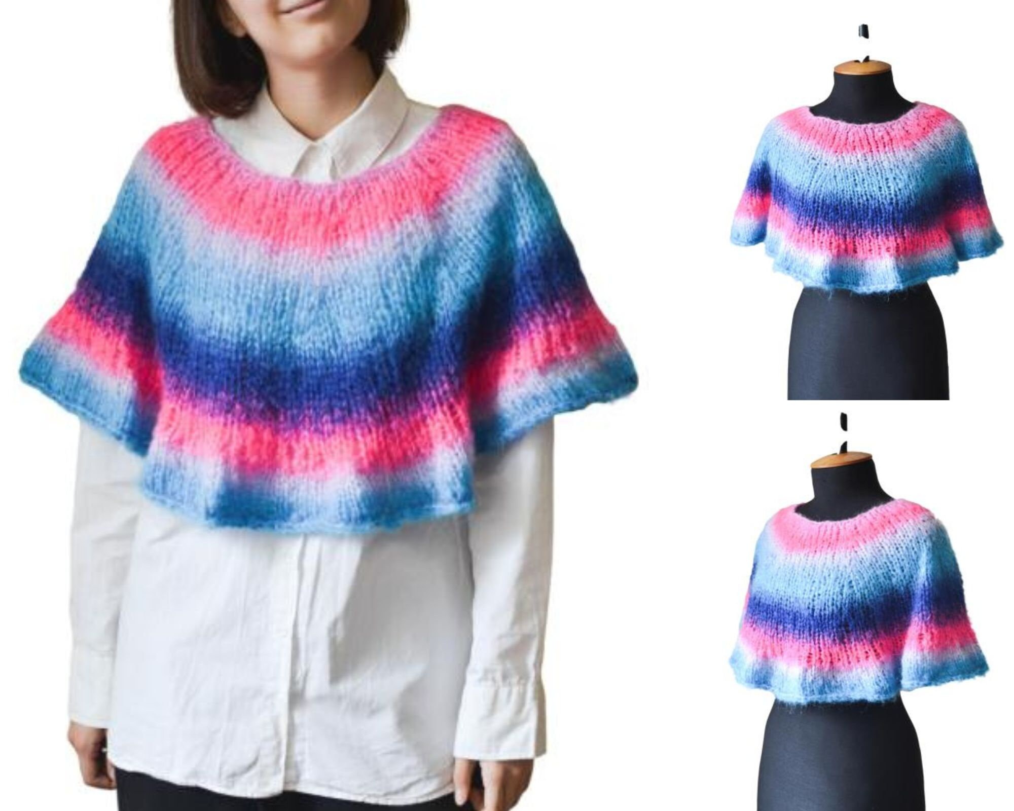 Easy Knitting Patterns for Women Poncho Pattern Pdf Beginner - Etsy