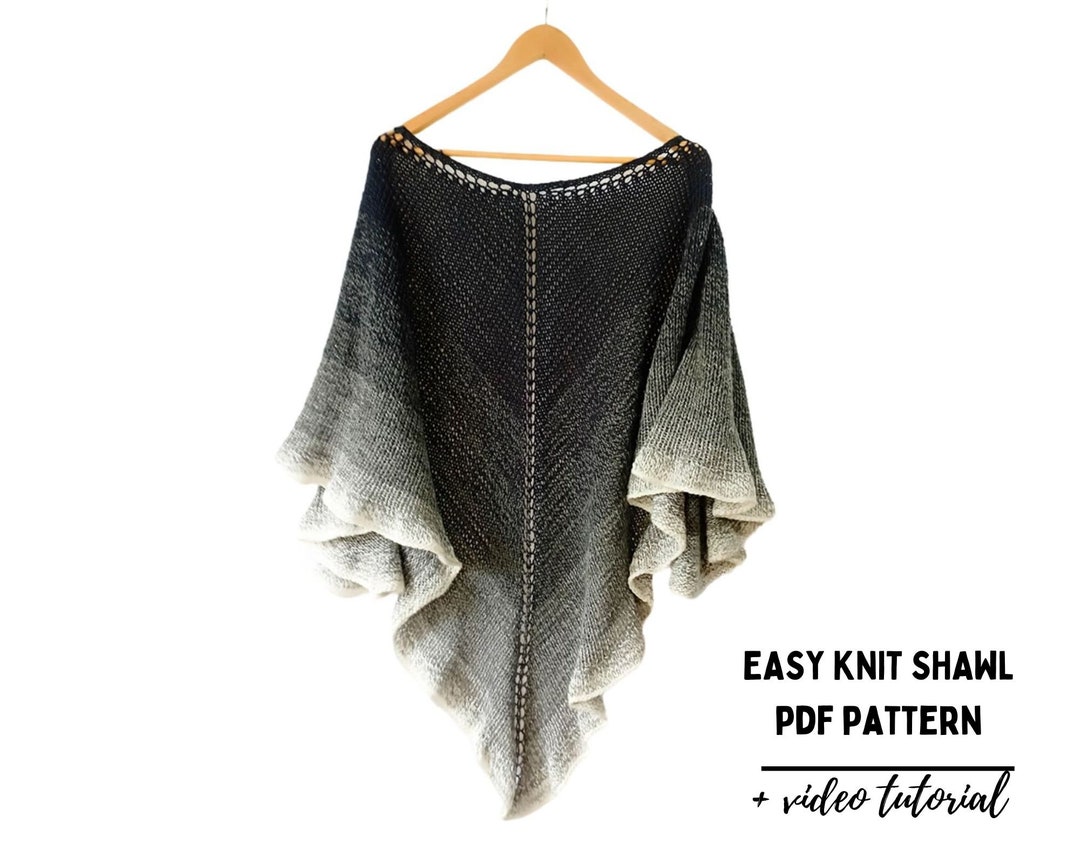 Easy Knitted Ruffled Shawl Pattern: Beginner DIY (PDF Pattern) - Etsy