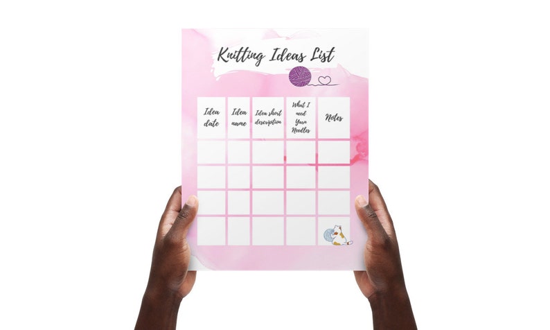 Knitting Digital Planner Printable Pdf Knitting Project Page - Etsy