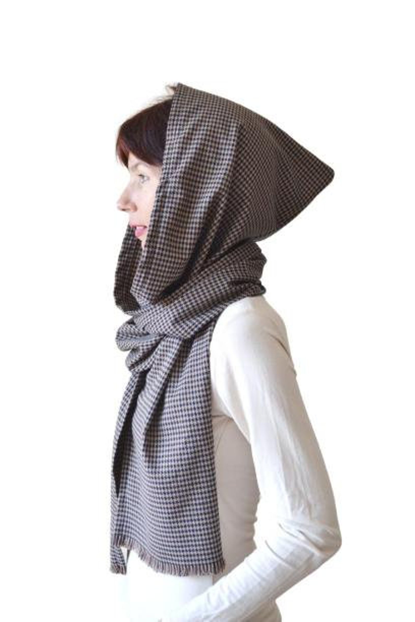 Medieval Hood With Scarf Celtic Hooded Scarf Plaid Scoodie Scarf With ...