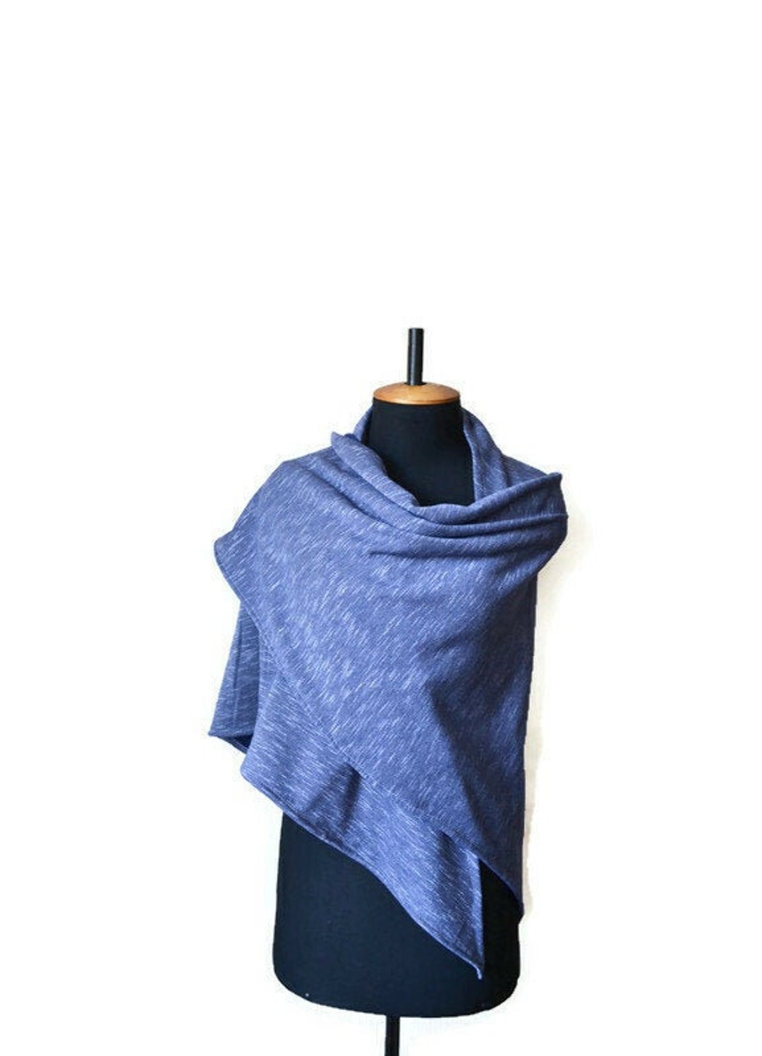 Blue Chunky Shawl Wrap Warm Fleece Triangle Shawl Scarf Large Blue ...