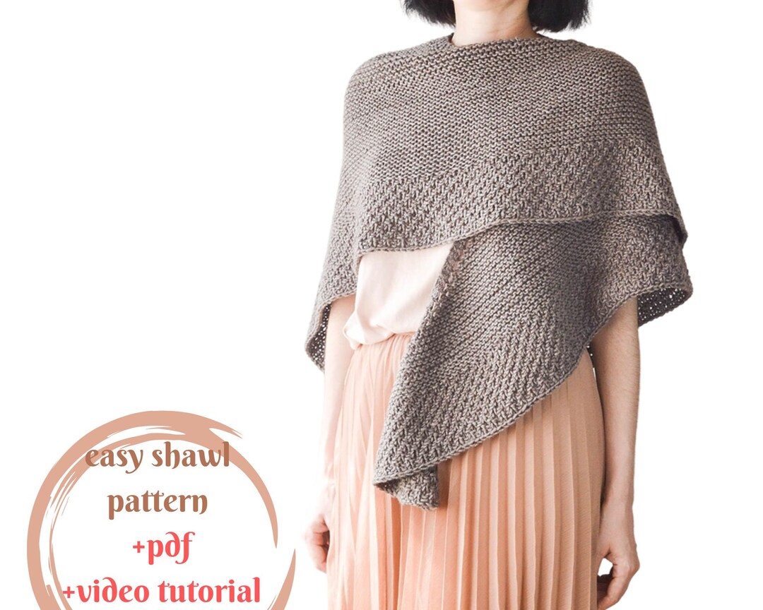 Easy Knit Shawl Pattern: Chunky Triangle Wrap (PDF Download) - Etsy