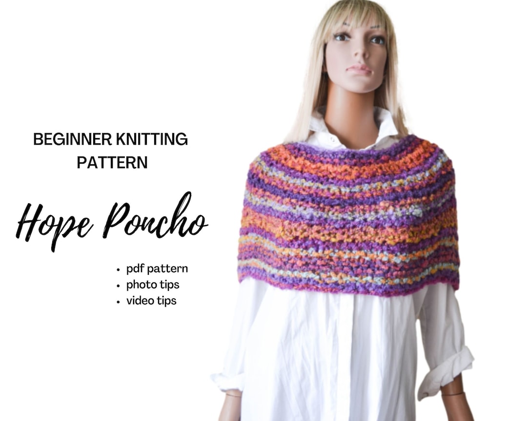 Easy Knitting Pdf Pattern Poncho Womens Capelet Cape Shoulder Wrap ...