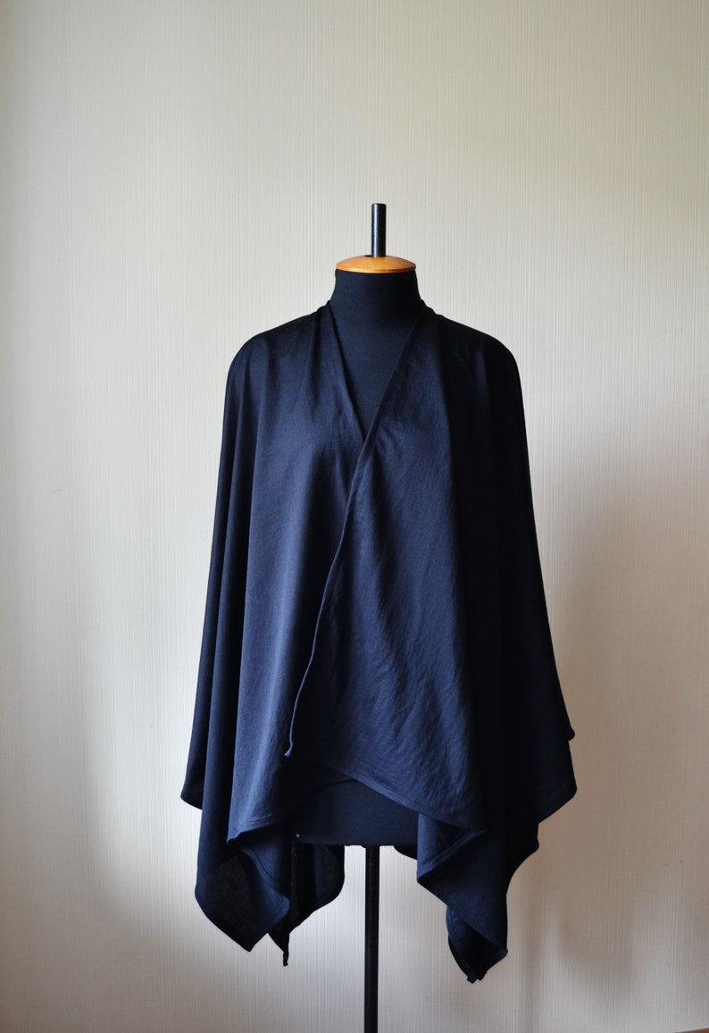 Black ruana Cotton ruana Black cape Black cover up Womens | Etsy