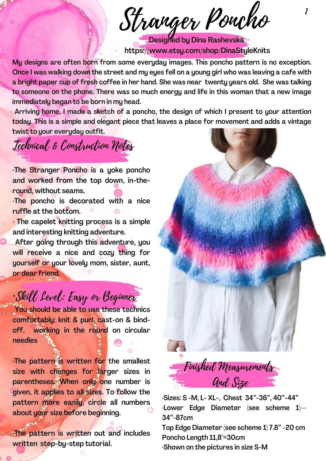 Easy Knitting Patterns for Women Poncho Pattern Pdf Beginner - Etsy