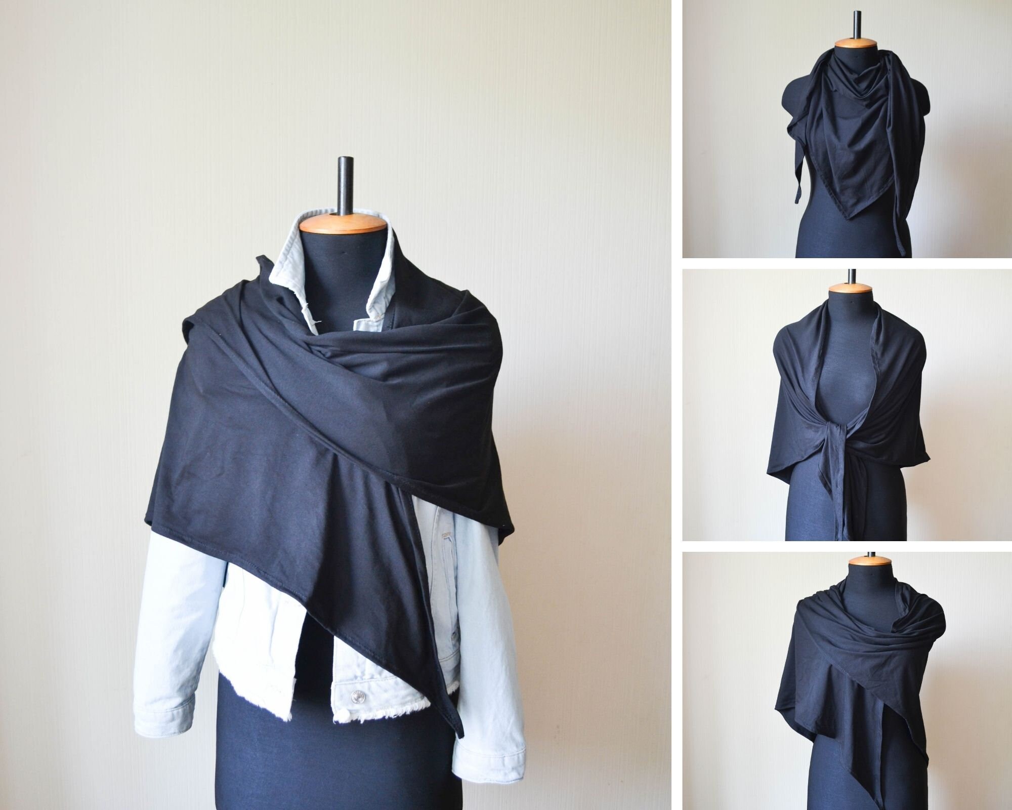 XXL Medieval Shawl Black Cotton Shawl Triangle Black Shawl - Etsy