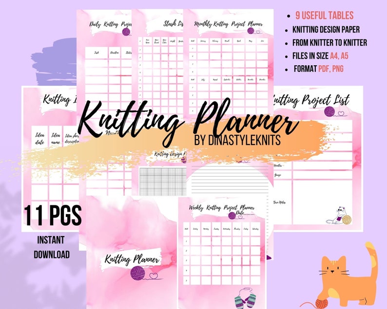 Knitting Digital Planner Printable Pdf Knitting Project Page - Etsy