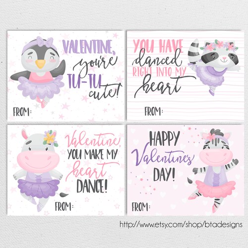 Printable Ballerina/dance Valentine Cards // Instant Download - Etsy