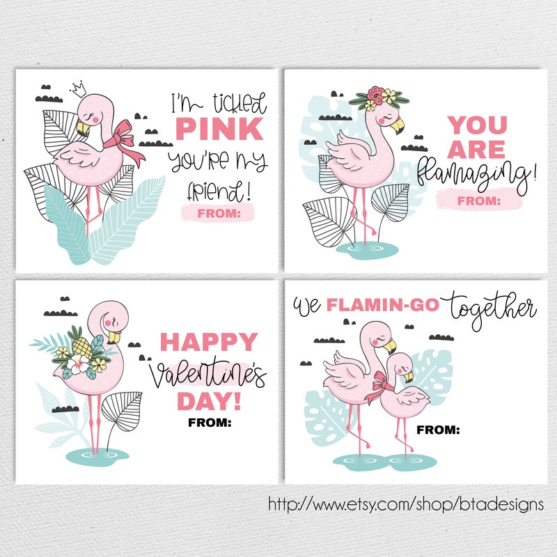 Flamingo Valentines - Etsy
