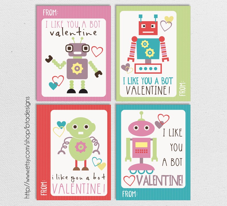 Printable Robots Valentine Cards // Instant Download - Etsy