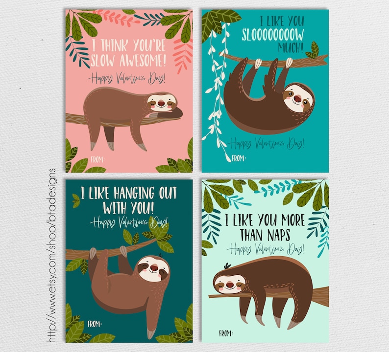 Printable Sloth Valentine Cards // Instant Download | Etsy