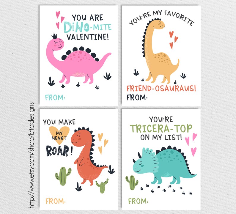 Printable Dinosaur Valentine Cards 2 // Instant Download - Etsy