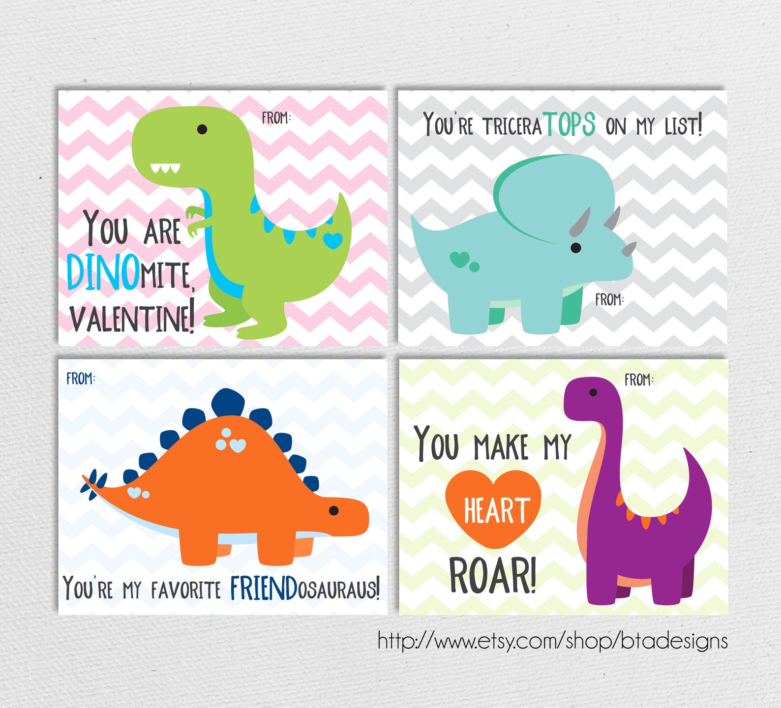 Printable Dinosaur Valentine Cards // Instant Download - Etsy