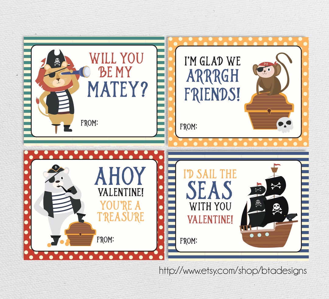 Printable Pirates Valentine Cards // Instant Download - Etsy