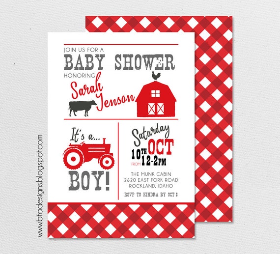 Farm Baby Shower Invitation 1 // Digital File by BTADesigns | Catch My ...
