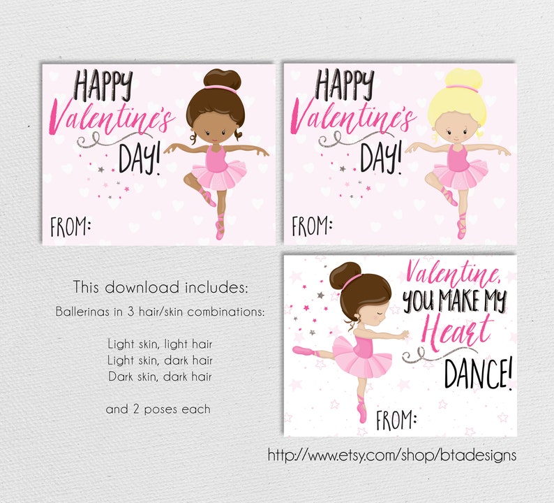 Printable Ballerina/dance Valentine Cards // Instant Download - Etsy