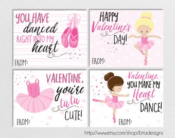 Printable Ballet Valentine's Day Cards . Kids Valentines Cards ...