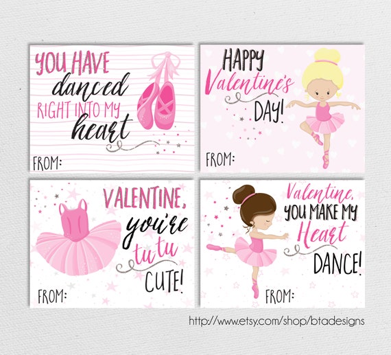 Printable Ballerina/Dance Valentine Cards // Instant Download by ...