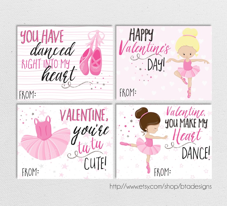 Printable Ballerina/dance Valentine Cards // Instant Download - Etsy