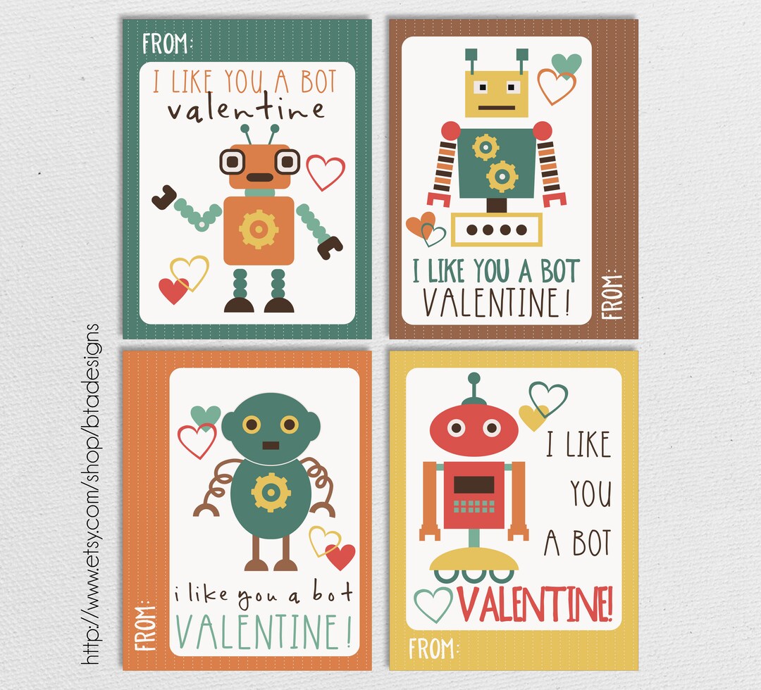 Printable Robots Valentine Cards // Instant Download - Etsy