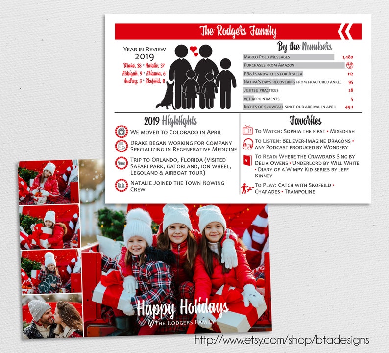 Holiday Card #10 // Year in Review // Christmas Card // New Year's Card ...