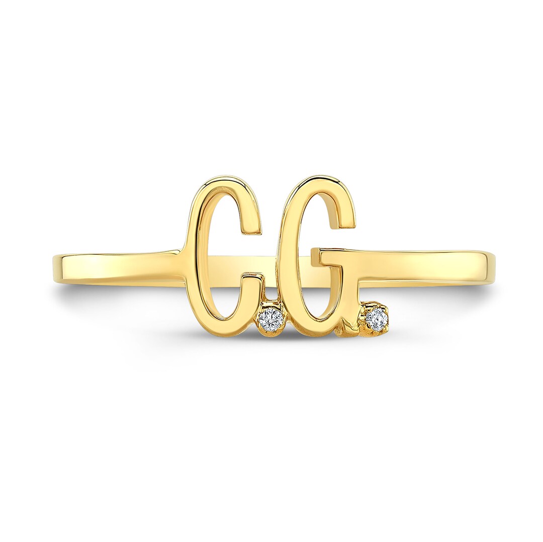 Double Letter Ring - Etsy