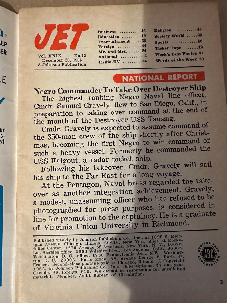 Vintage Jet Magazine Pocket Size Dec 1965 New Orleans Fund-rasing Teen ...