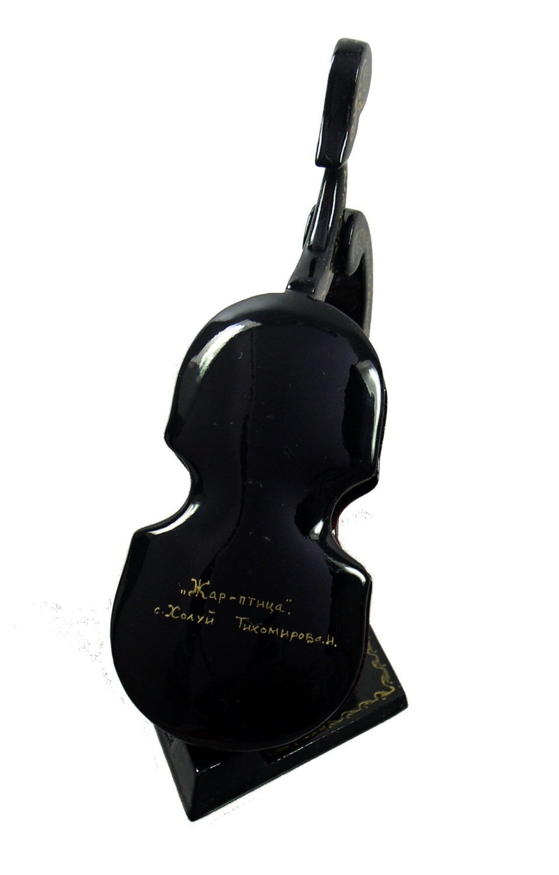 Palekh Russian Lacquer Box Violin Shaped FIREBIRD 4197 - Etsy