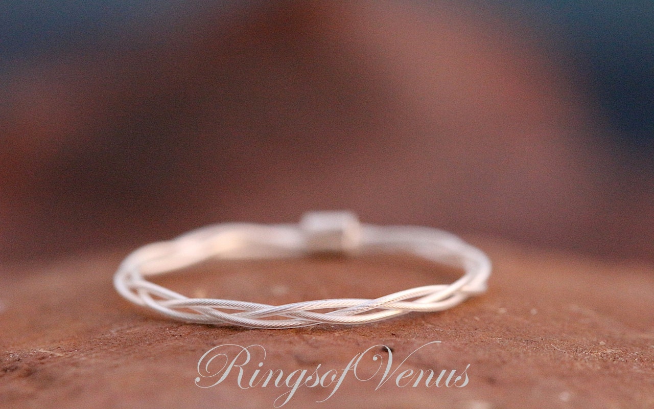Braided Ring Sterling Silver Plated Delicate Stacking Ring - Etsy