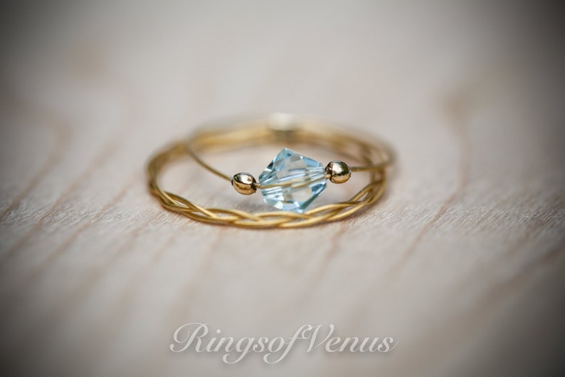 FREE SHIPPING Blue Swarovski Ring 24k Gold Plated Ring - Etsy
