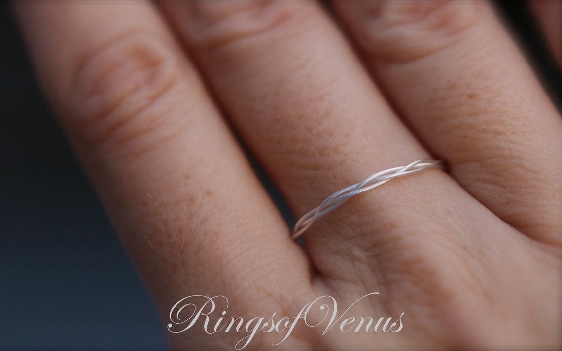 Braided Ring Sterling Silver Plated Delicate Stacking Ring - Etsy