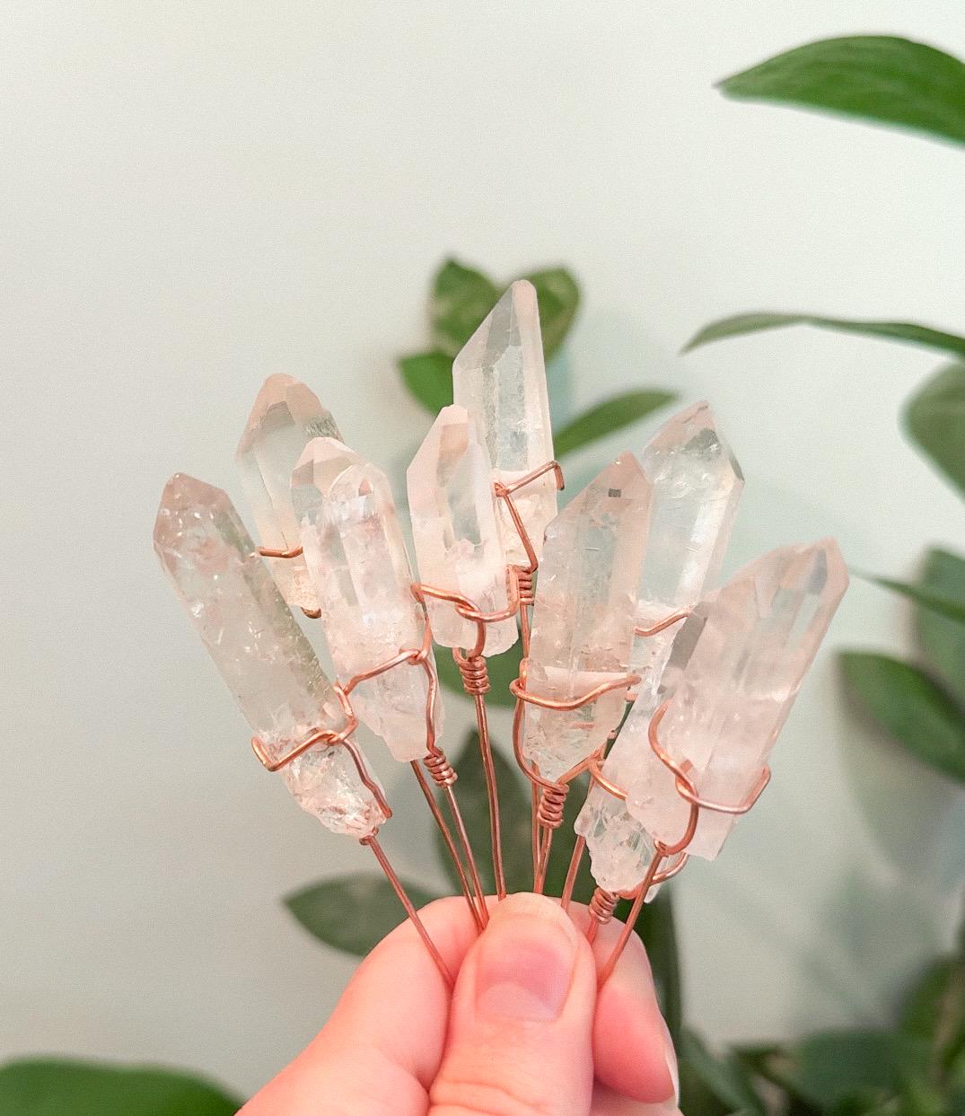 Clear Quartz Crystal Plant Stake, Plant Pick, Plant Stick, Crystal ...