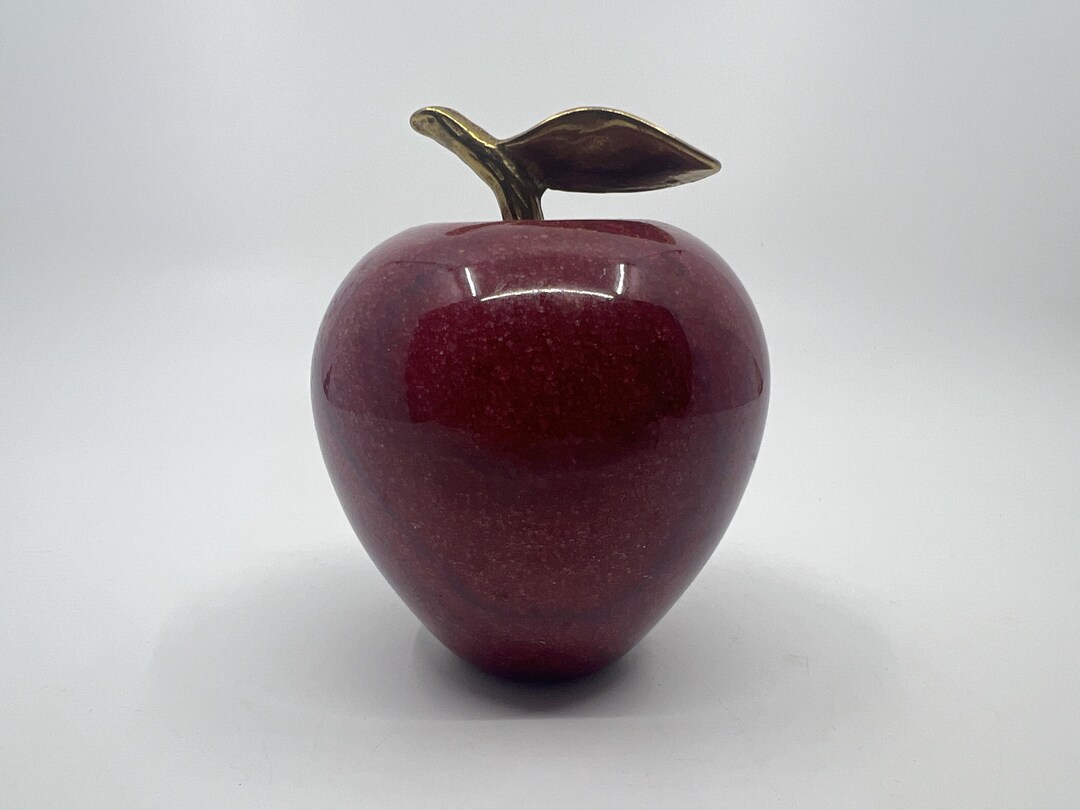 Red Marble Apple Paperweight | Mid-century Modern Desk Decor - Etsy