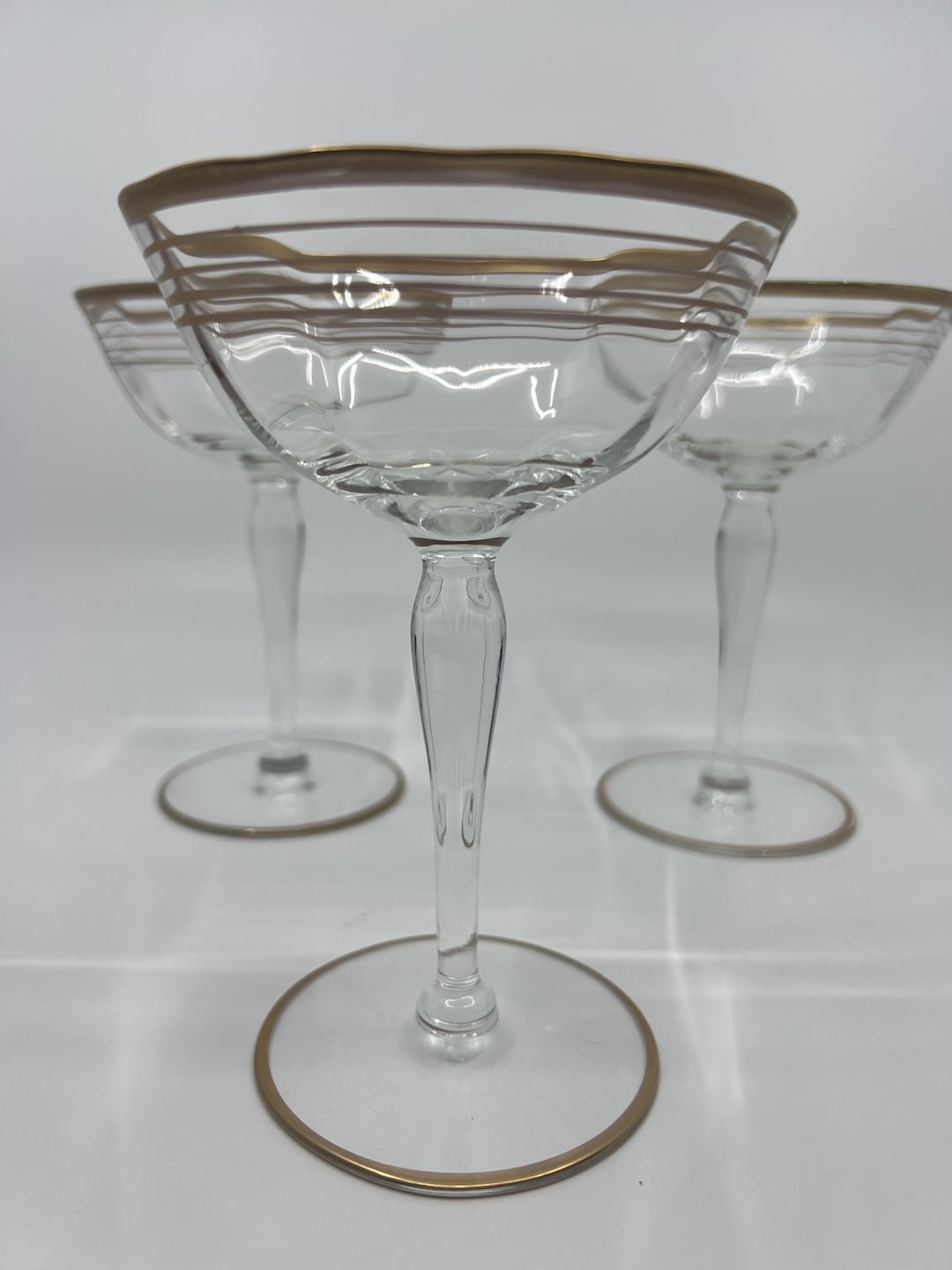 Optic Gold Rimmed Cocktail Coupes, Vintage Champagne Glasses - Etsy