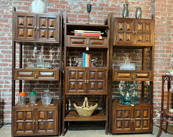 MCM Mid Century Modern Wooden Shelving Modular Unit VINTAGE 1960s 1970s ...