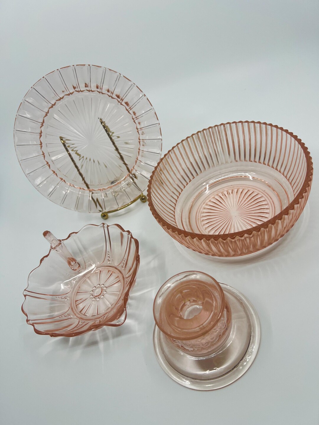 Pink Depression Glass Lot of 4 Barbie Vibes, Princess Vibes, Jewelry ...