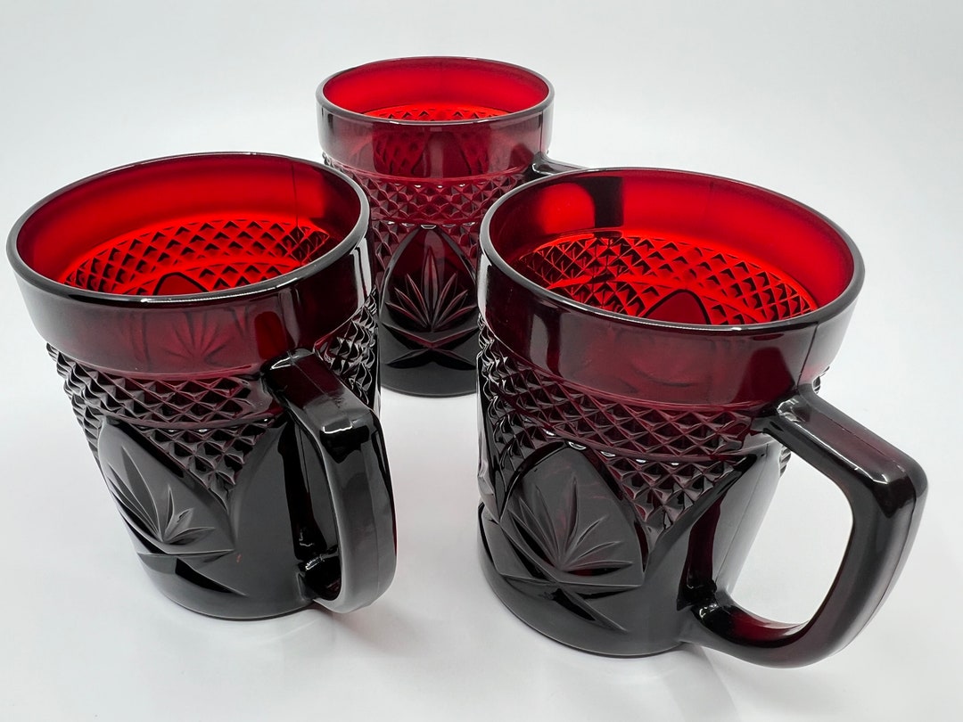 Cristal D'arques France Ruby Red Glass Mug Arcoroc (set of 3) - Etsy