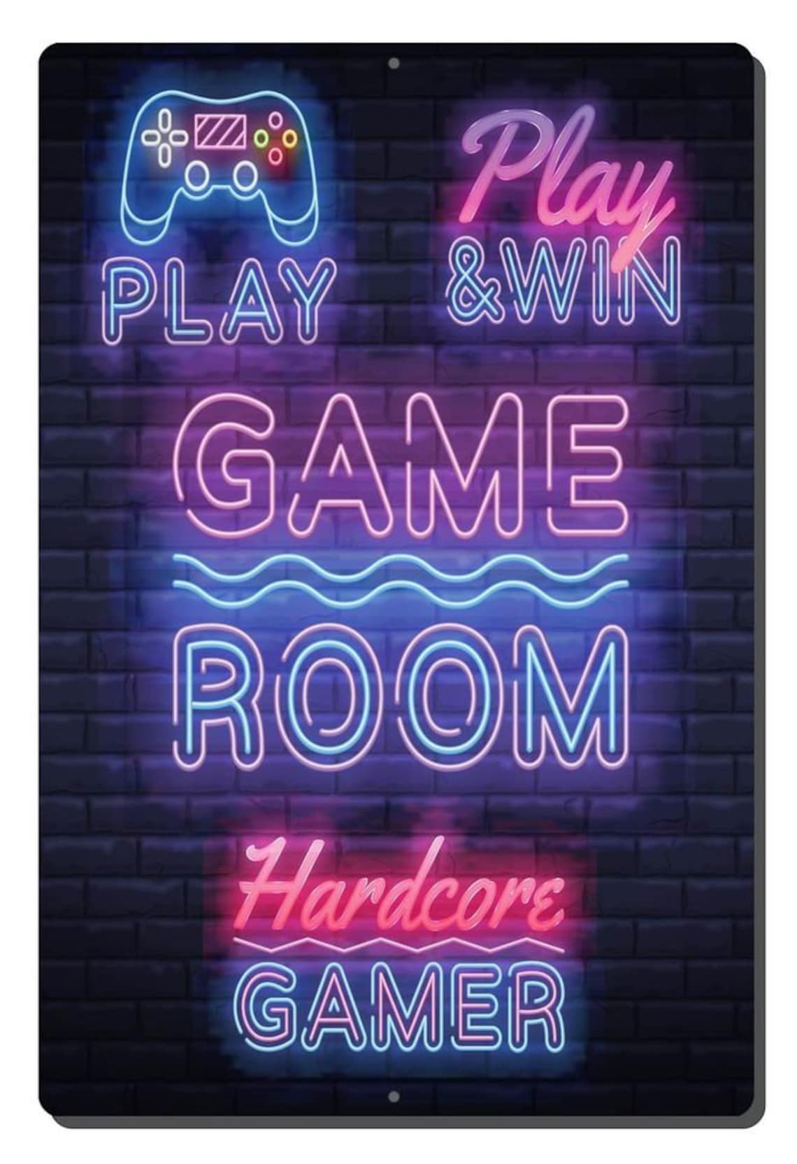 Game Room Hard Core Gamer Neon Aluminum Metal Sign - Etsy Italia
