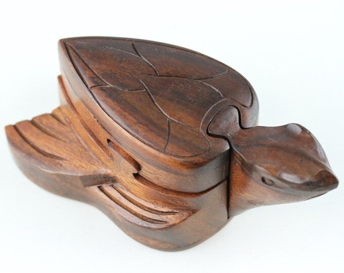 Sea Turtle Secret Hidden Box Puzzle Box in Sea Turtle Shape Hand Carve ...
