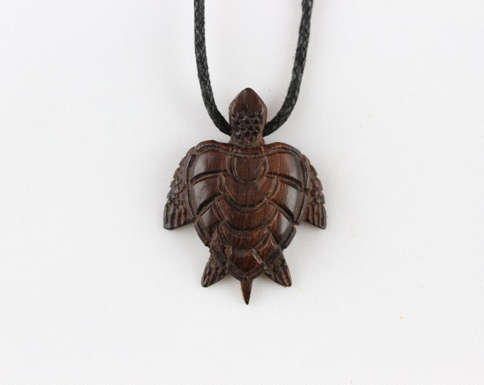 Sea Turtle Necklace Wood Necklace Wood Carved Turtle Animal Totem ...