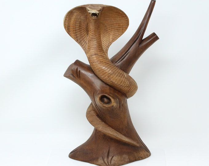 King Cobra Wood Statue - Etsy
