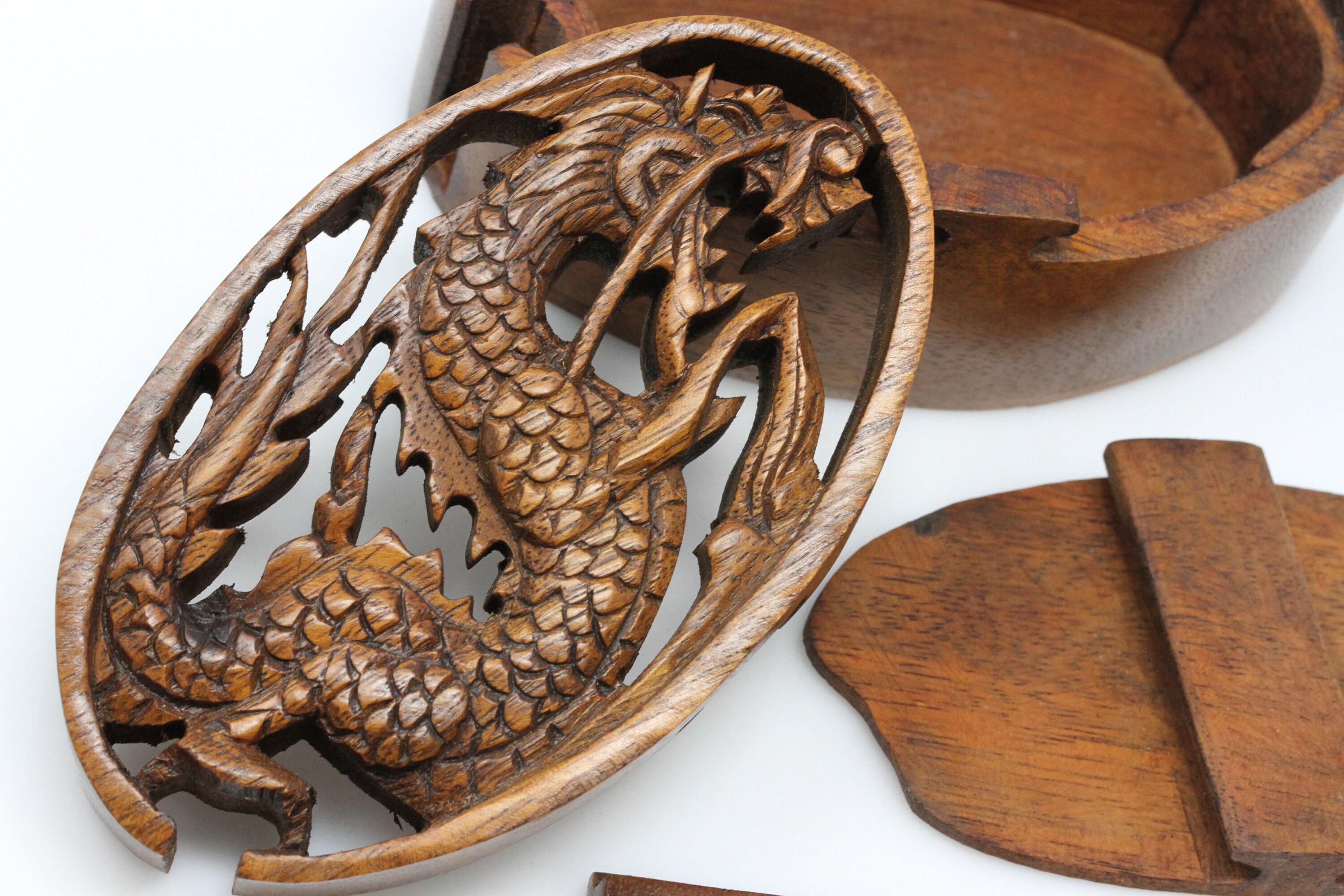 Pretty Dragon Mystery Box Hand Carved Wood Art Dragon Wood - Etsy