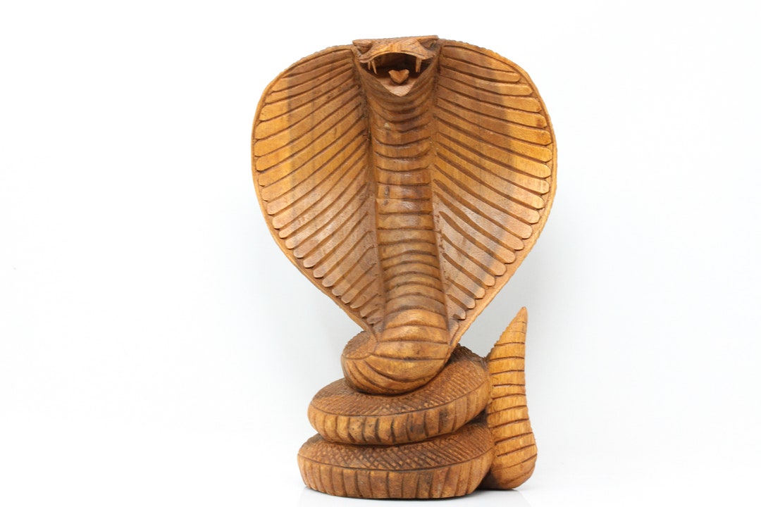 King Cobra Wood Statue - Etsy
