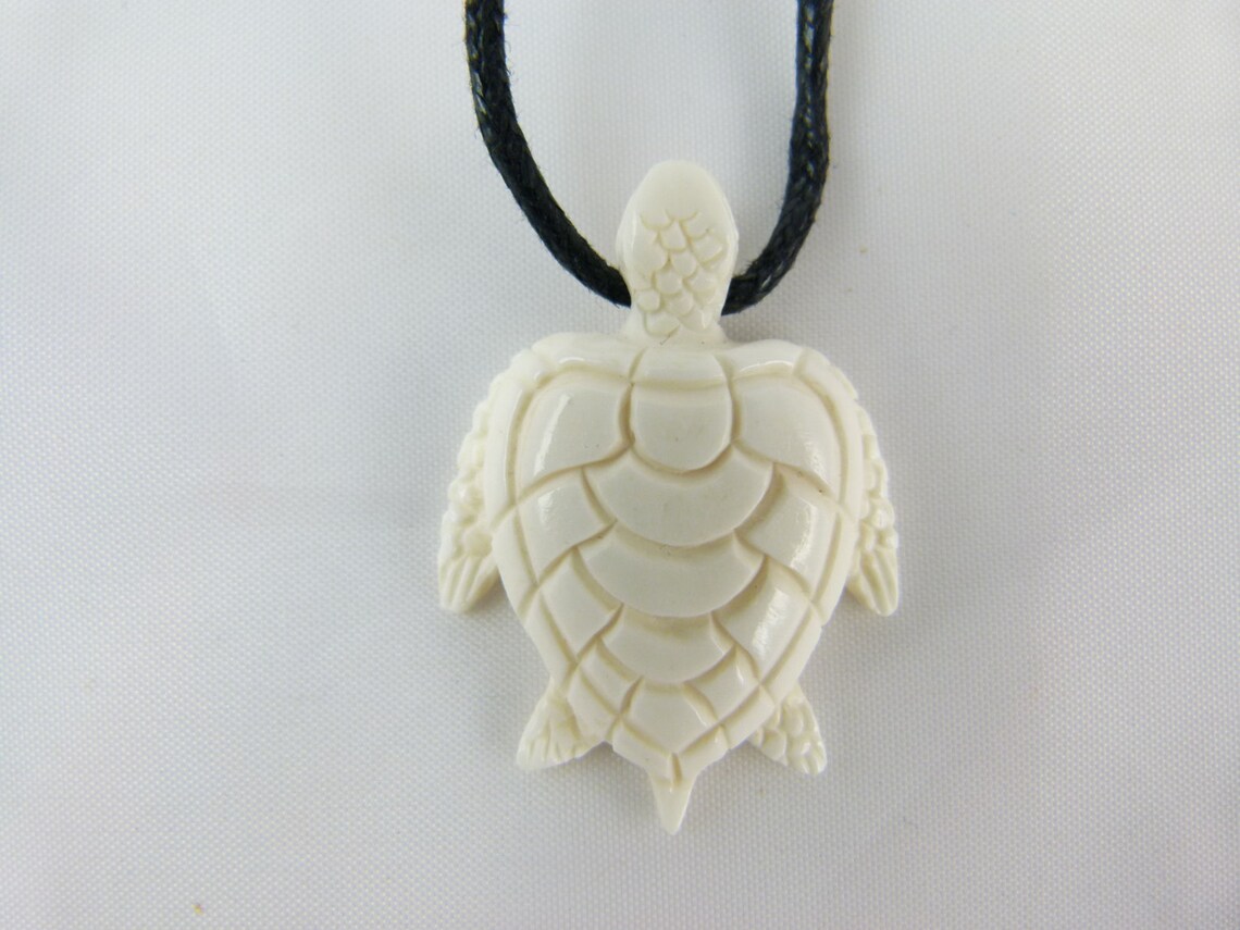 Sea Turtle Necklace White Bone Necklace Hand Carved Turtle - Etsy