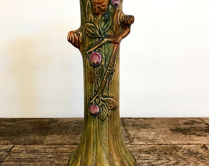 Weller Ware Pottery Woodcraft Tree Trunk Vase Leaves Apples Bud Vase - Etsy