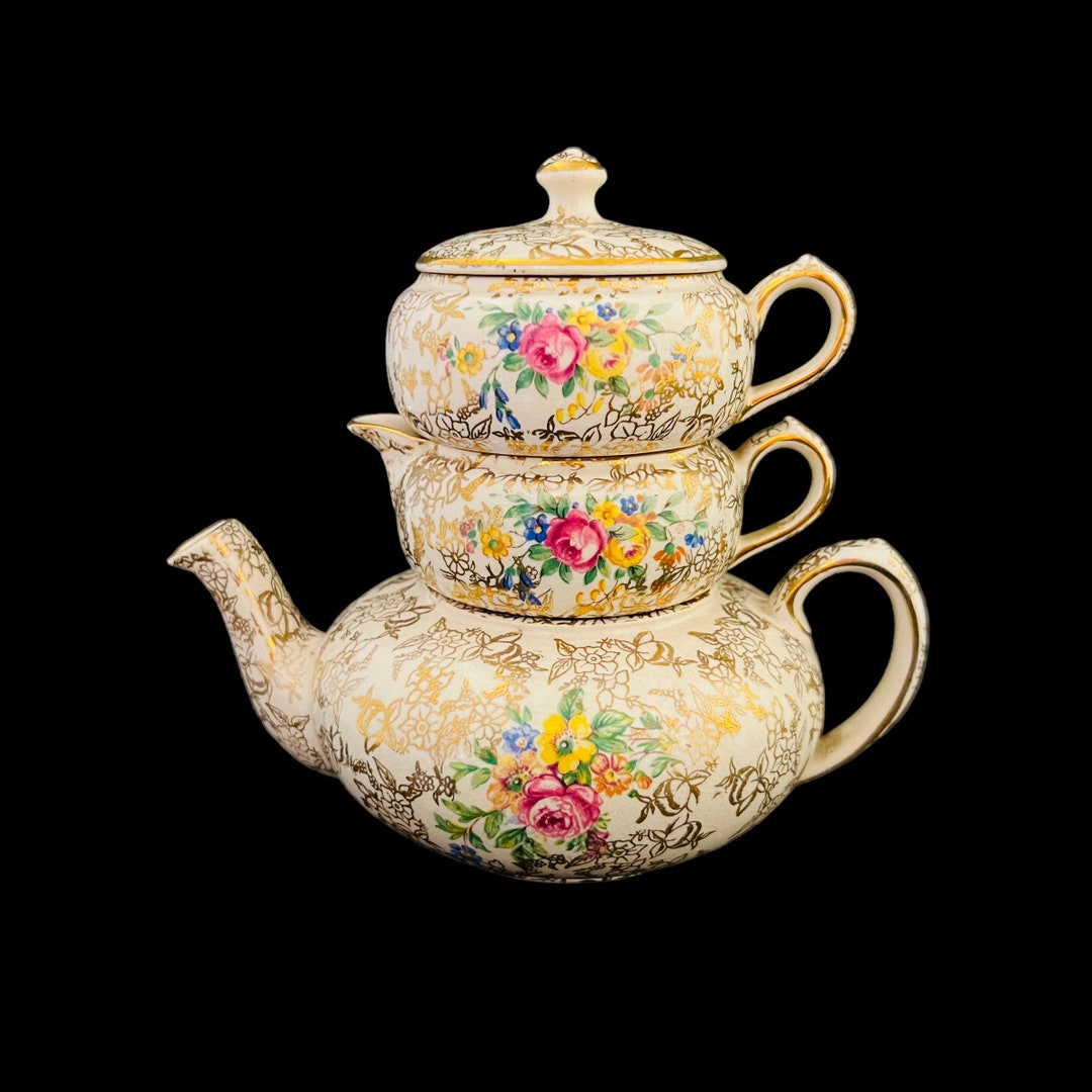 Lord Nelson Ware England Chintz Floral Stacking Single Serve Teapot ...