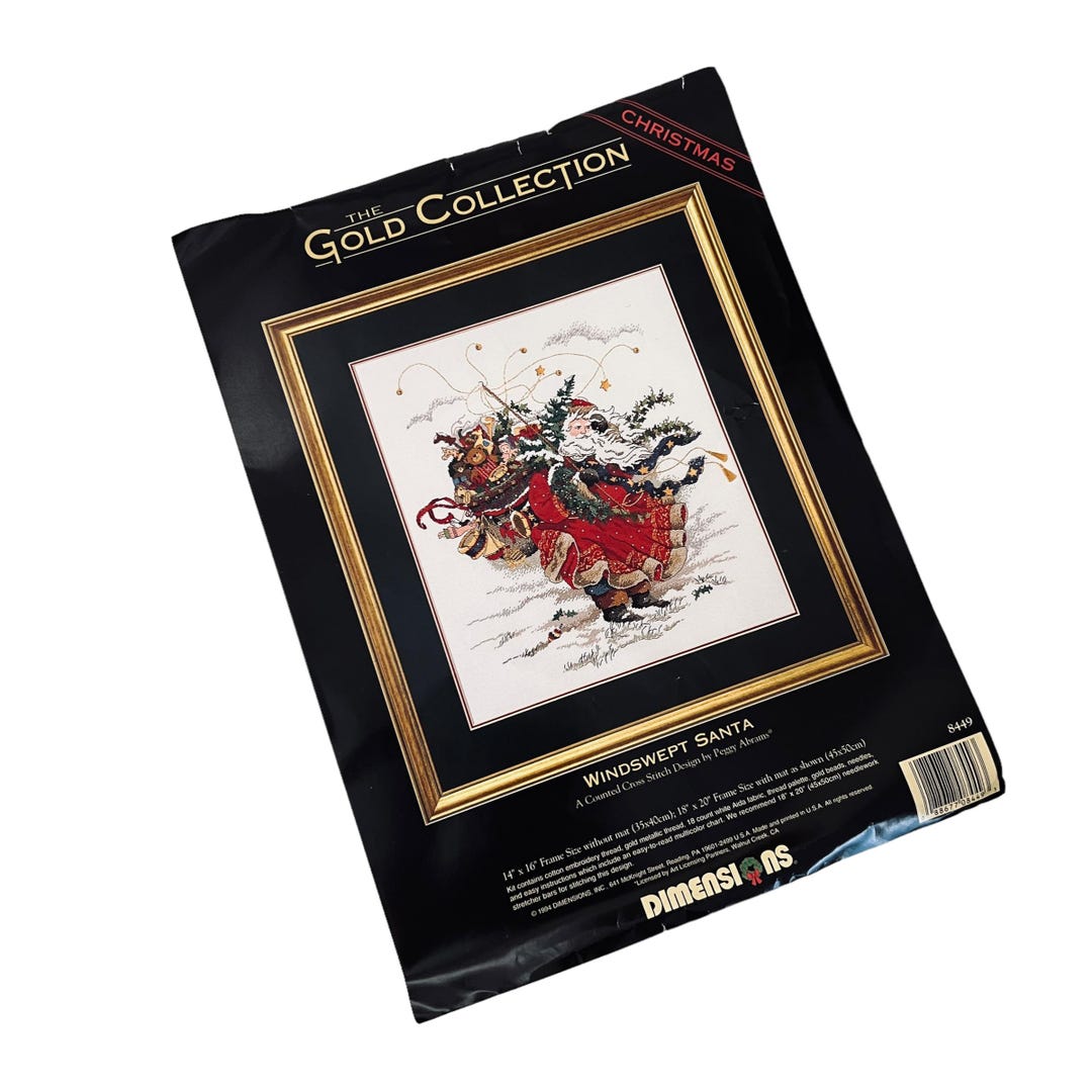 Dimensions Windswept Santa the Gold Collection Christmas Cross Stitch ...
